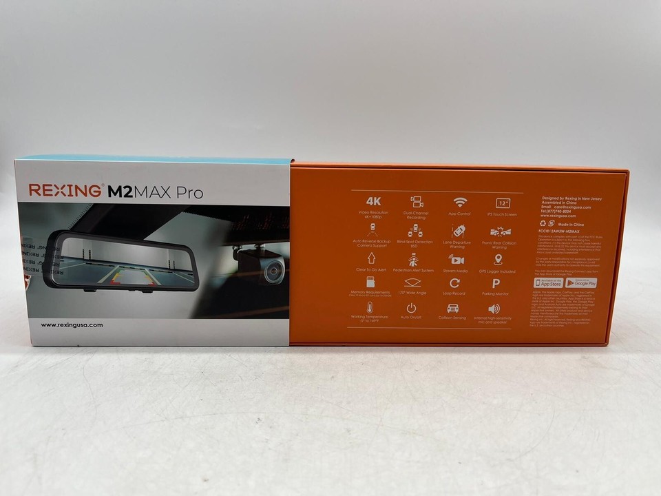 Rexing - M2Max Pro Front + Rear 4K + 1080p GPS Mirror Dash Cam - Brand ...