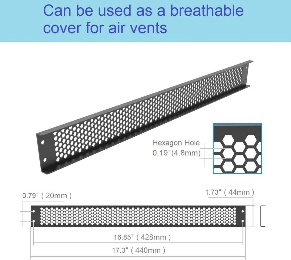 Jingchengmei 1U Hinged Perforated Blank Panel - Steel Rack Mount 1U ...