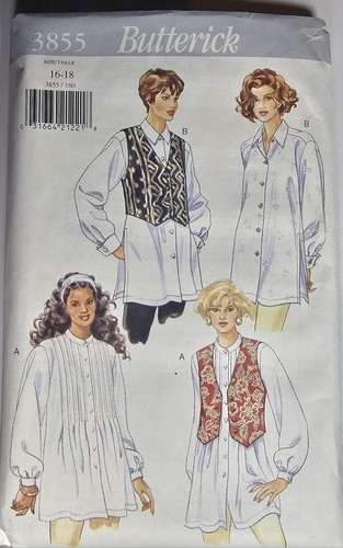 Butterick 3855 Shirt/Vest Pattern Size 16-18 VINTAGE 1995 Unused-S4 | eBay