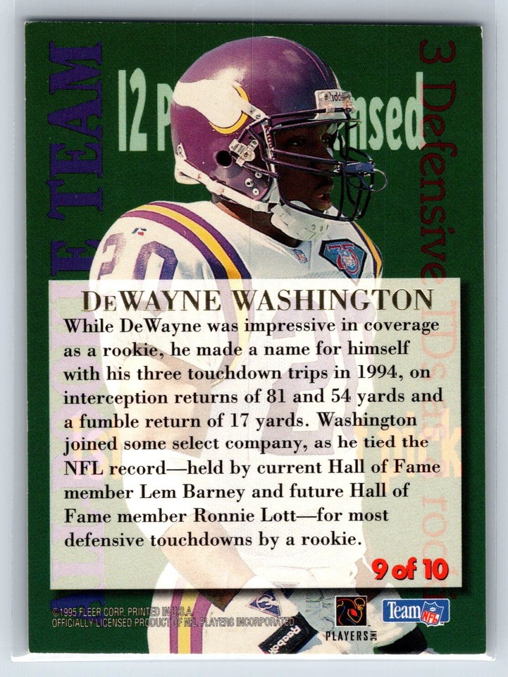 1995 Fleer Ultra Dewayne Washington Ultra Achievements Insert #9 | eBay