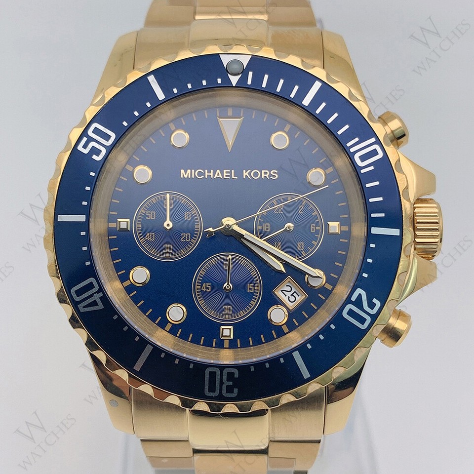 New Michael Kors MK8267 Everest Gold Tone Stainless Steel Bracelet Men ...