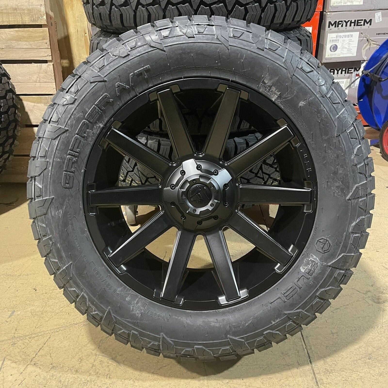 4) 20x9 Fuel D437 Contra Black Wheels 33" AT Tires 6x5.5 19+ Dodge Ram ...