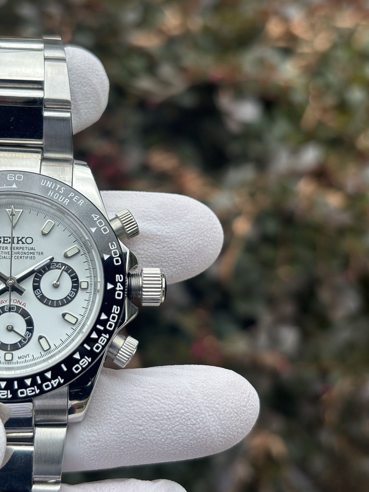 NEW Seiko VK63 Custom MOD Panda Chrono White Dial Mecha-Quartz ...