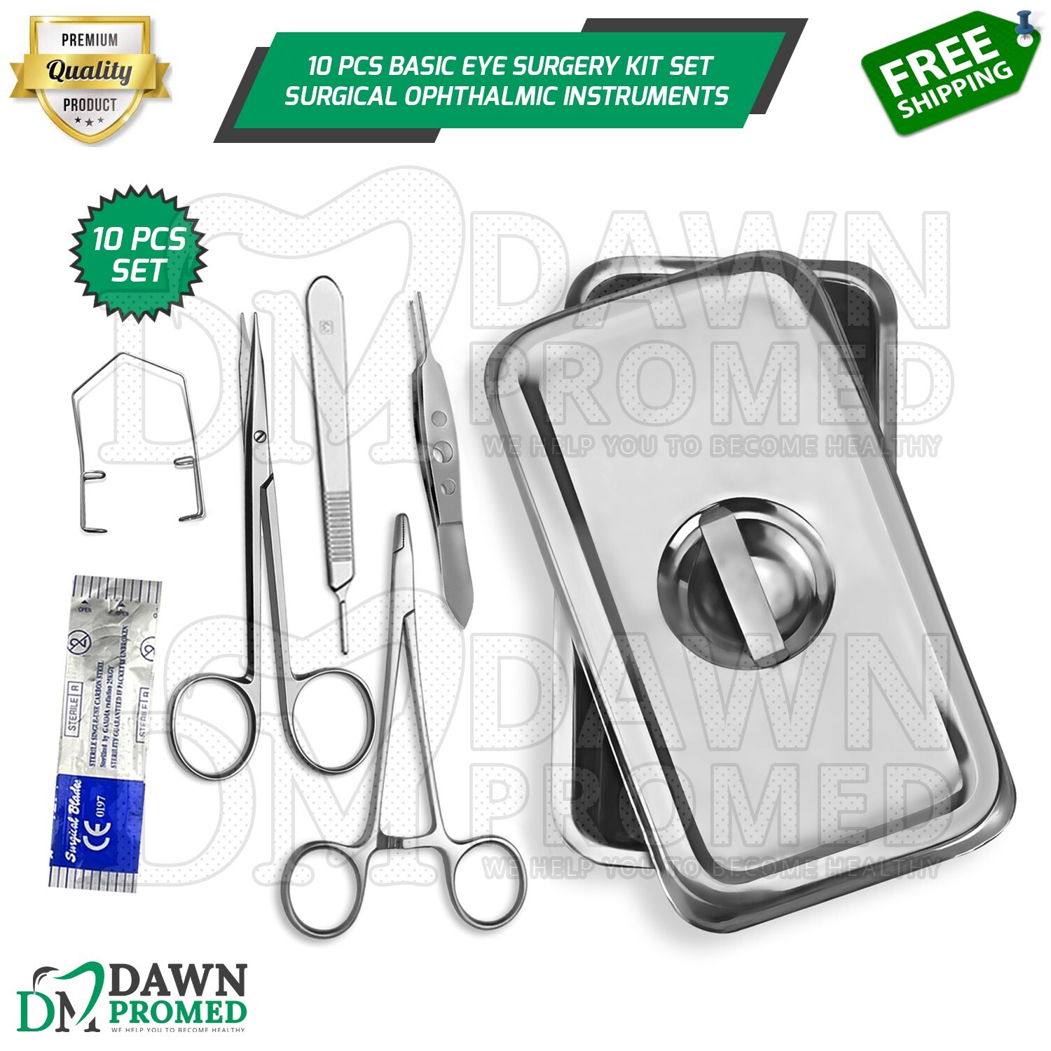 10 Pcs Basic Eye Surgery Kit Set With Box Surgical Ophthalmic ...