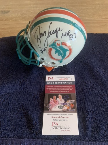 Jim Langer #62/HOF 87 Signed Authentic Dolphins Mini Helmet JSA COA ...