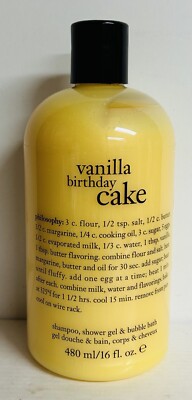 Philosophy Vanilla Birthday Cake Shampoo, Shower gel & Bubble Bath, 16 ...