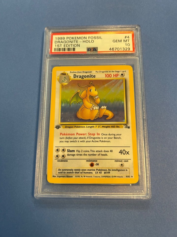 🔥 Pokémon Dragonite Fossil 1st Edition Holo PSA 10 GEM MINT – WOTC ...