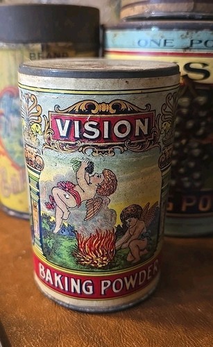 ANTIQUE VISION Baking Powder Tin NOS Never Opened | eBay