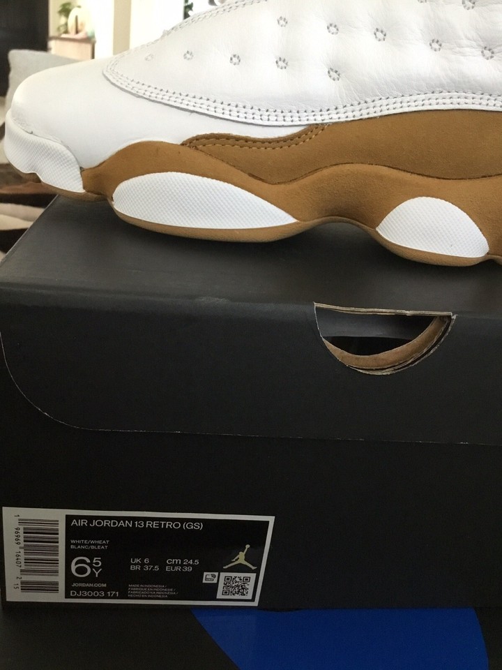 Big Kids' Air Jordan Retro 13 Basketball Shoes White/Wheat DJ3003 171 ...
