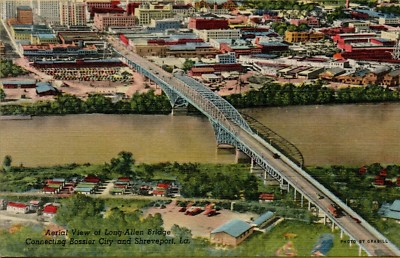 1951 Air Aerial View Long-Allen Bridge Bossier City & Shreveport LA ...