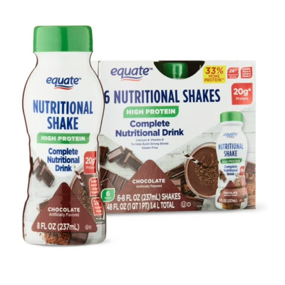 Equate High Protein Nutritional Shakes, Chocolate, 8 oz, 6 Count | eBay
