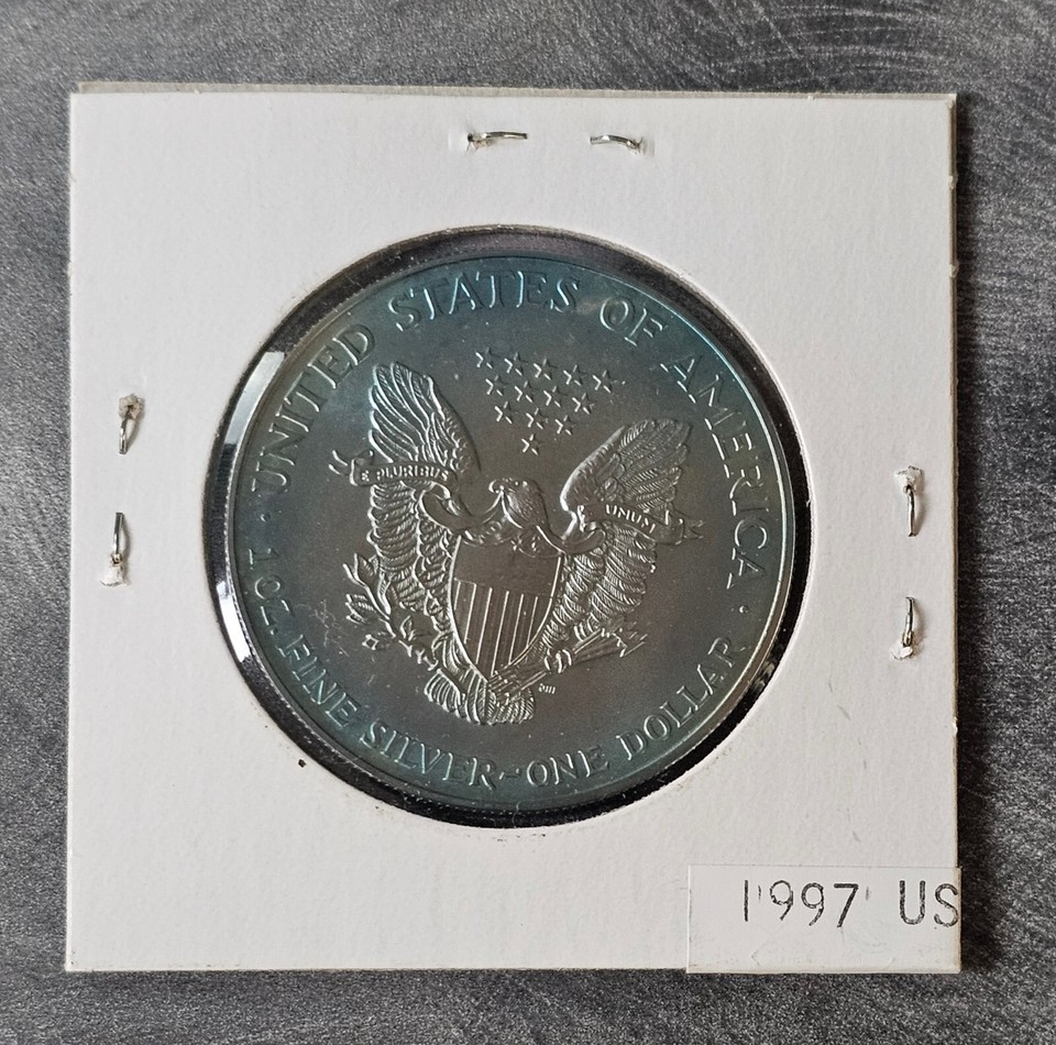1997 Silver American Eagle Rainbow Monster Unique Toned Coin BU 1 Oz $1 ...