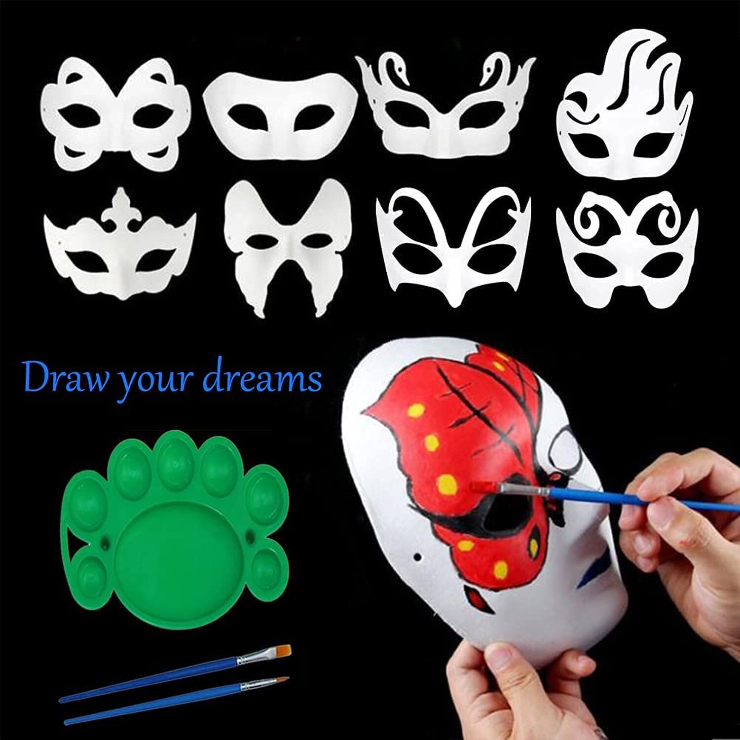 Qavctw 16PCS DIY White Masks Unpainted Plain Craft Masquerade Masks for ...