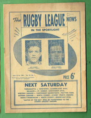 #OO. RUGBY LEAGUE NEWS - 15-16 APRIL 1961, RON BODEN & BRAIN DAVIS ...