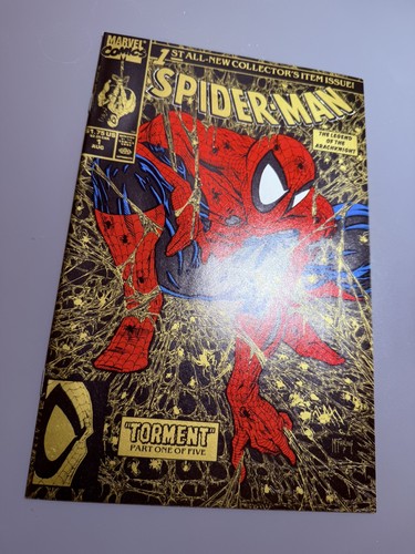 SPIDER-MAN #1 GOLD NM/MT 9.8 QUALITY 1990 Marvel MCFARLANE TORMENT ICONIC COVER | eBay