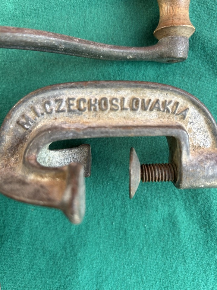 Antique Cast Iron Meat Pork Hand Sausage Grinder Wood Handle Universal ...