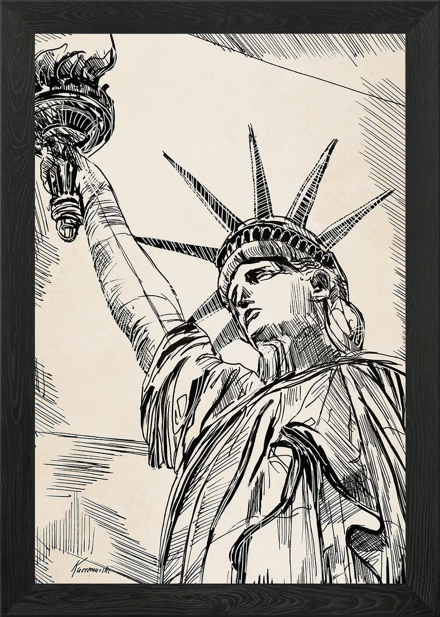New York Statue of Libert Framed Wall Art Poster Canvas Print Picture ...