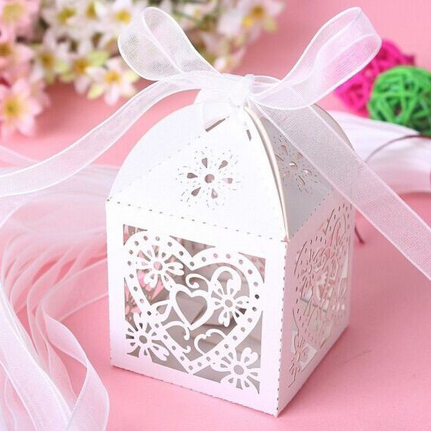 20-100 Luxury Boxes Wedding Party Favour Laser Cut Sweets Cake Candy ...