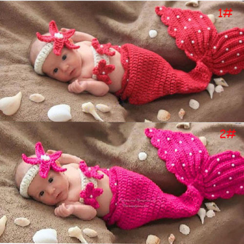 Newborn Baby Girls Boys Mermaid Knit Costume Photo Photography Prop ...
