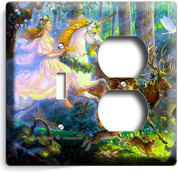 WHIMSICAL FOREST FAIRY UNICORN TROLL LIGHT SWITCH OUTLET WALL PLATES ...