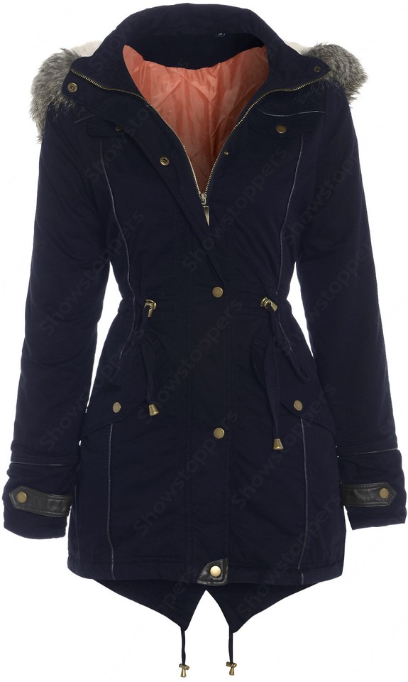 NEW Womens OVERSIZED HOOD PARKA Ladies JACKET COAT FISHTAIL Size 8 10 ...