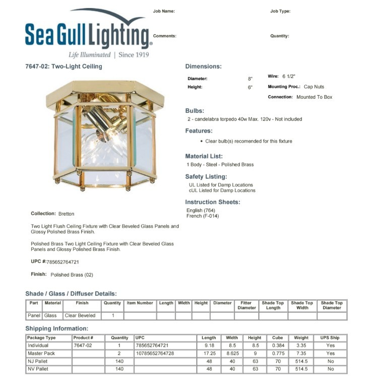 seagull lighting 7647-02 flush mount ceiling fixture | eBay