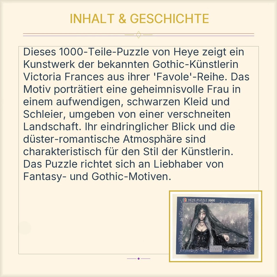 Heye Puzzle 1000 Pezzi Favole Victoria Frances Gothic Fantasy | eBay