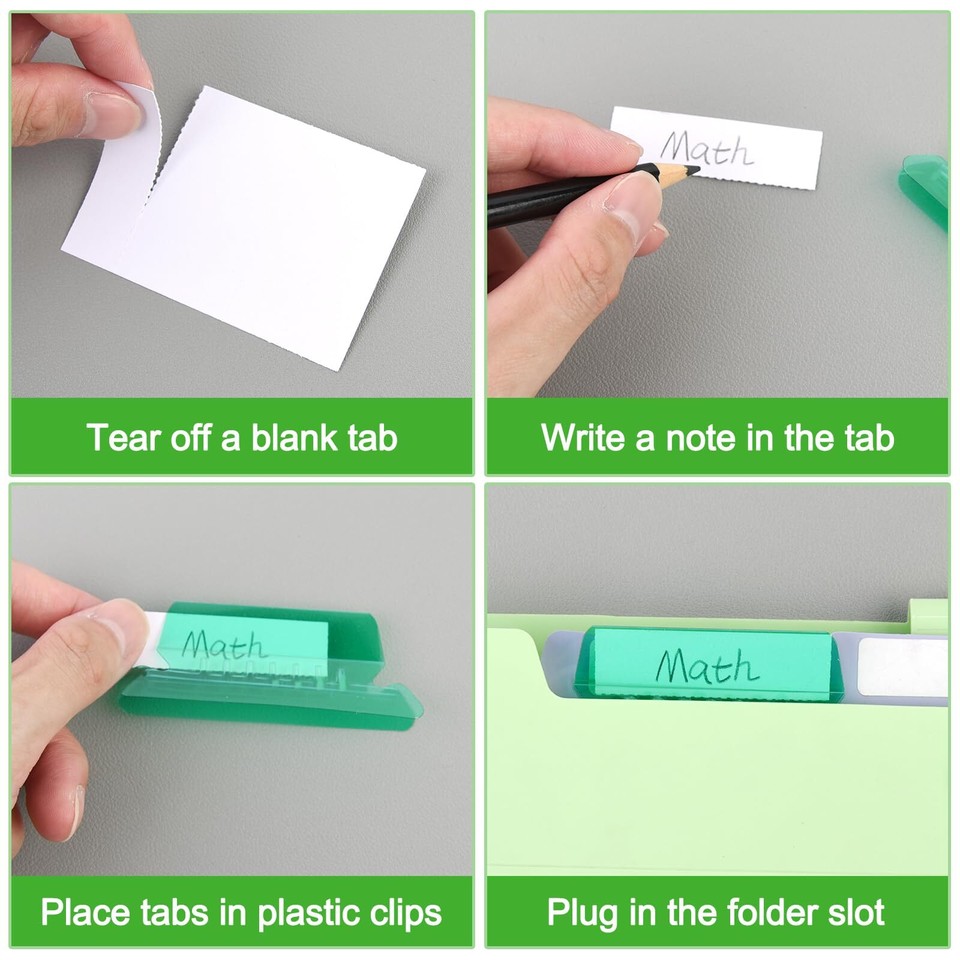 100 Pieces File Folder Tabs 3.15 Inch Hanging File Folder Tabs and ...