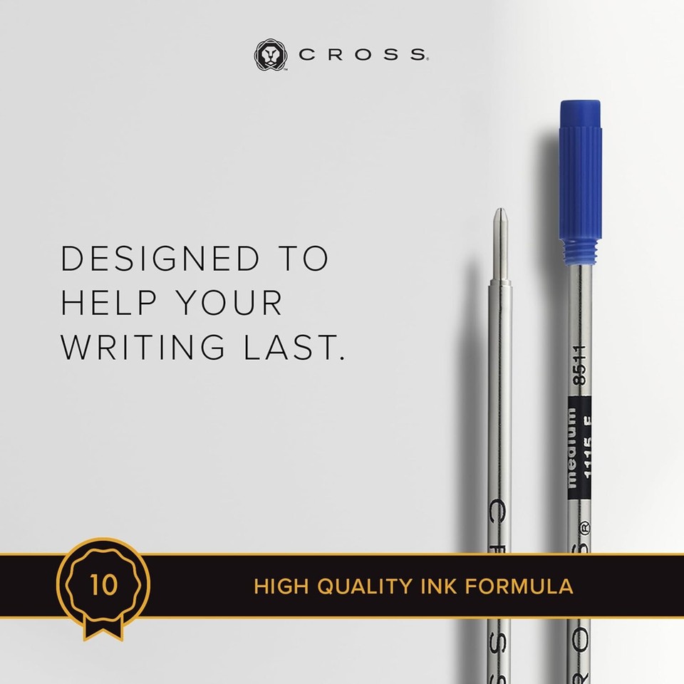 Cross 8511-2 Refills for Ballpoint Pens Medium Blue Ink 2/Pack (85112 ...
