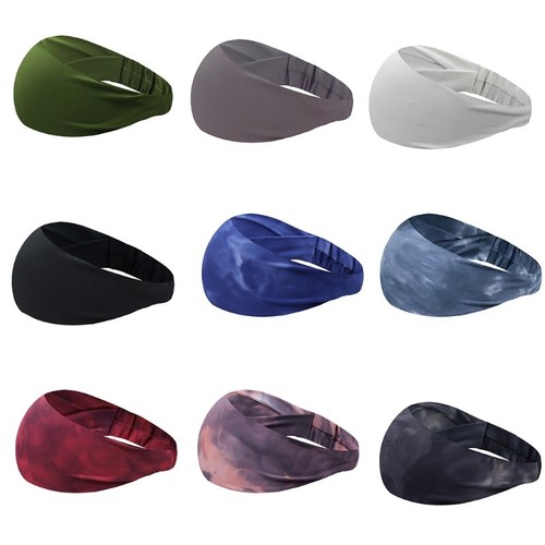 Multicolor Gradient Bandana Elastic Yoga Wide Headband Colorful Sports ...