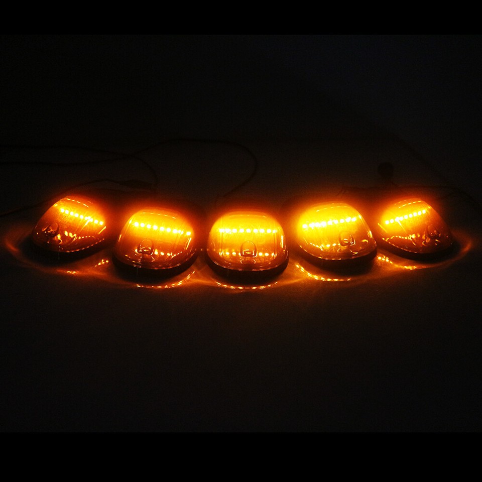 5X Amber LED Cab Roof Marker Lights Assemblies For Dodge GMC Chevy SUV ...