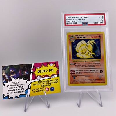 PSA 5 Excellent 1999 Shadowless Base Set Ninetales Holo 12/102 Pokemon ...