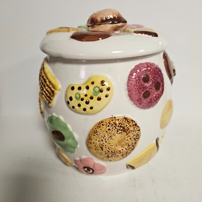 Cookie Jar With Cookies All Over & Walnut Lid Vintage 1950's Style | eBay