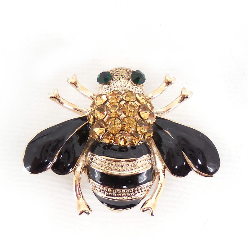 Vivid Lovely Golden Little Bee Pin Brooch Use Austria Crystal 3cm x 2 ...