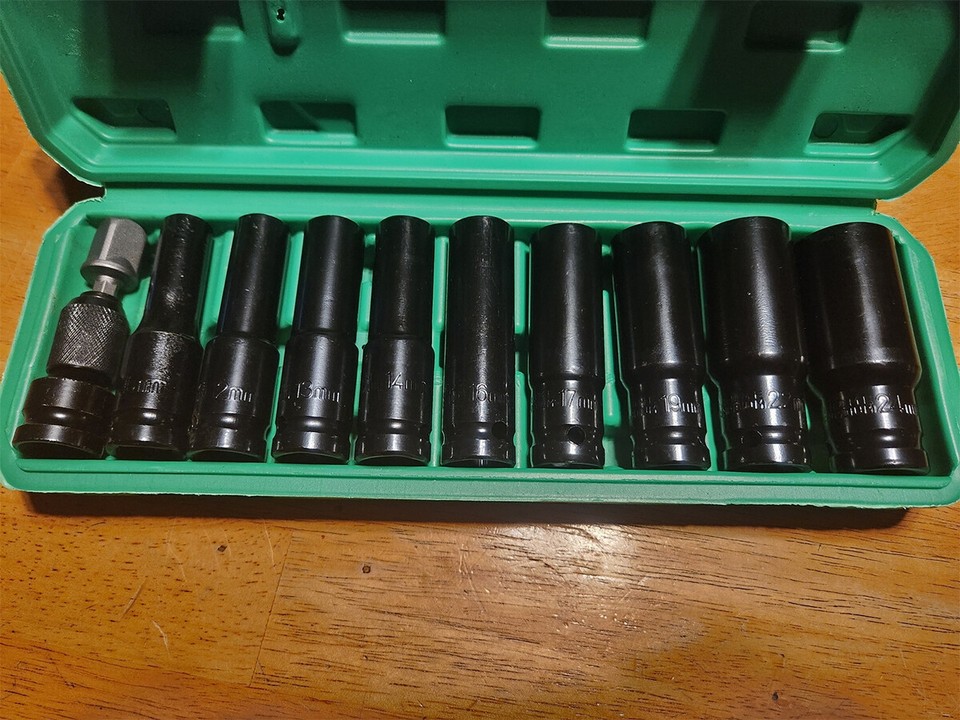 11pcs Metric Deep Impact Socket 1/2" Drive 10mm-24mm 6 Point Sockets ...