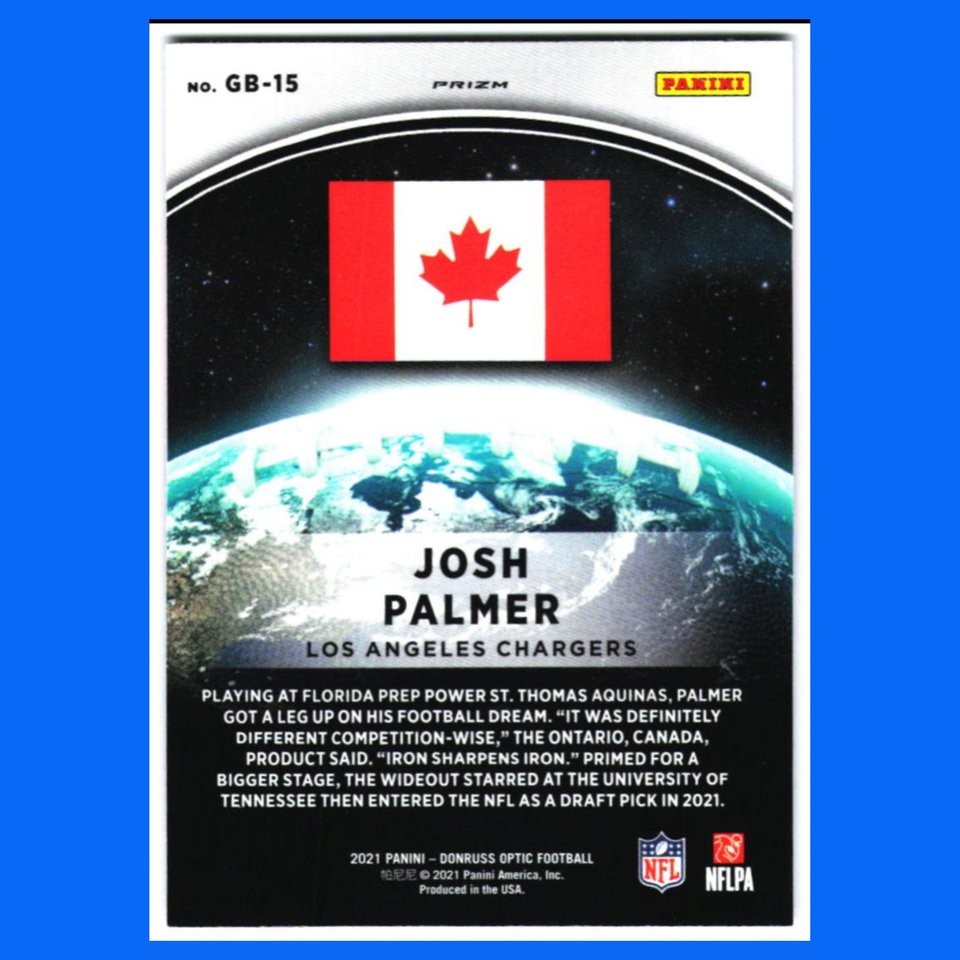 Josh Palmer #GB-15 2021 Donruss Optic GloBall Los Angeles Chargers ...