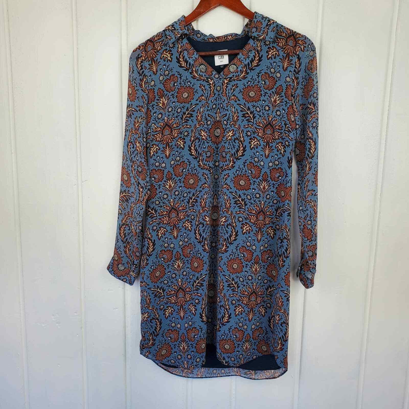 CAbi Provincial Blue Floral Long Sleeve Tunic Dress W… - Gem