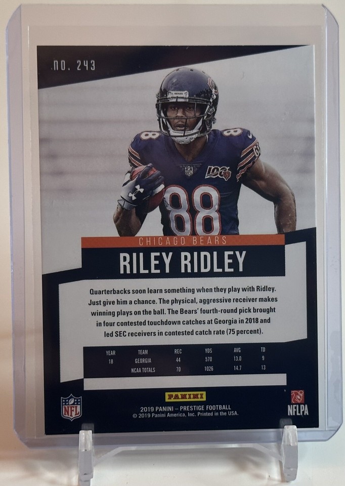 2019 Panini Prestige Riley Ridley Chicago Bears Rookie RC Card #243 W ...