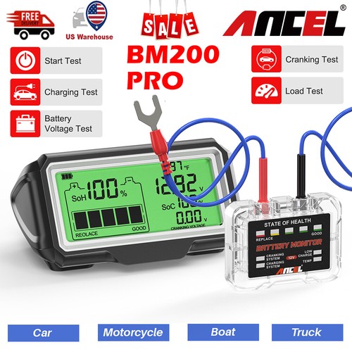 Car Battery Tester Monitor Display Battery Health SOC Tester Analyzer ...