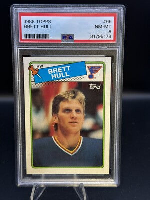 Brett Hull 1988 Topps #66 Rookie Card PSA 8 NM-MT HOF Blues Stars Red ...