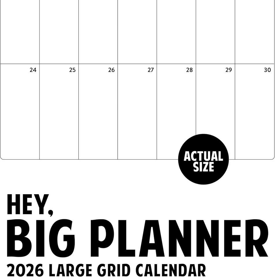 Large Grid Calendar 2026 | 12” X 24” Minimal Big Grid Wall Calendar 12 ...