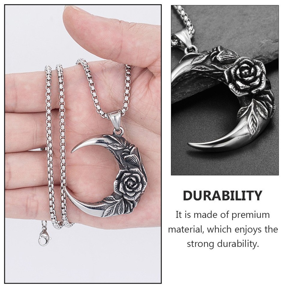 Men Chic Necklace Unique Moon Modeling Pendant Stainless Steel | eBay ...