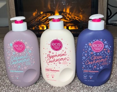 Eos Holiday Body Lotion Limited Edition Peppermint Coccoa Caramel ...