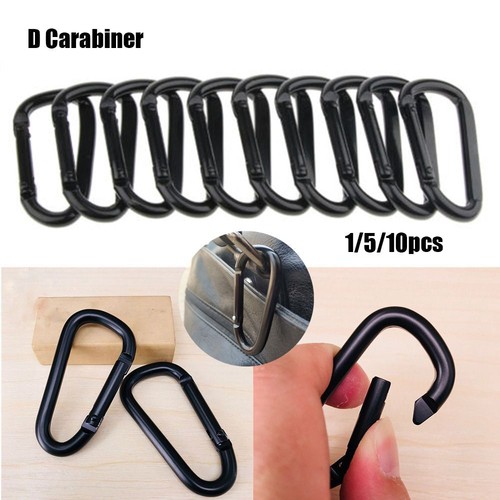 Alloy Carabiner Black Climbing Button Camping Hiking Hook Buckle ...