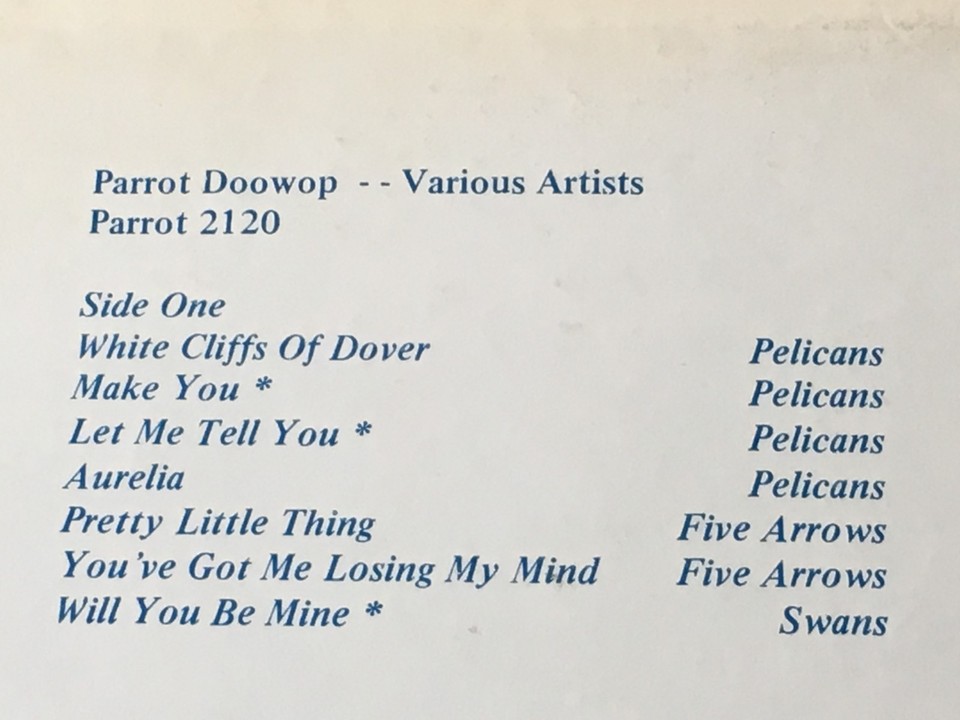 PELICANS & others - Parrot Records Doo Wop ~ PARROT 2120 w/Unreleased ...