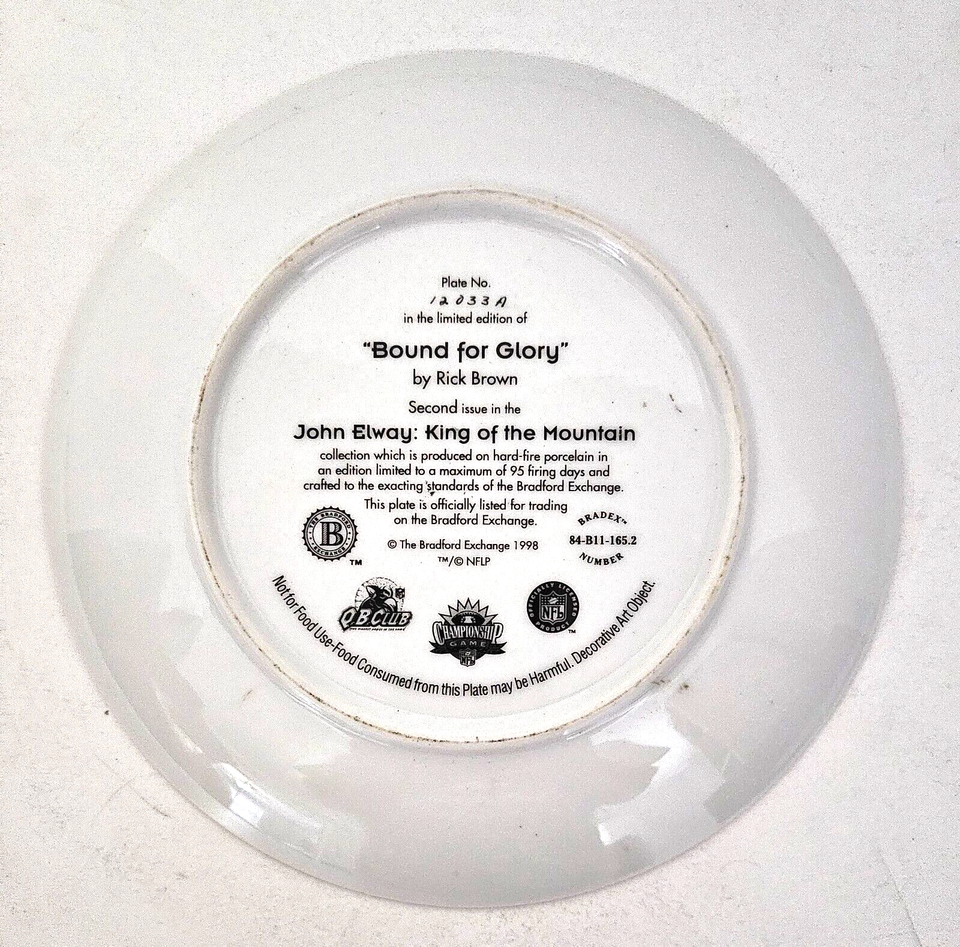 1998 JOHN ELWAY BRADFORD EXCHANGE COLLECTOR PLATE 1997 AFC CHAMPIONS | eBay