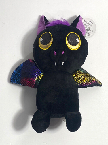 BMI Plush Black Bat 10” Stuffed Animal Toy Embroidered Eyes Rainbow ...