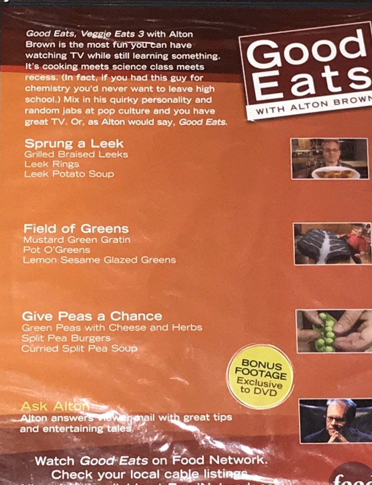 Good Eats With Alton Brown: Veggie Eats 3 Food Network DVD New Sealed ...