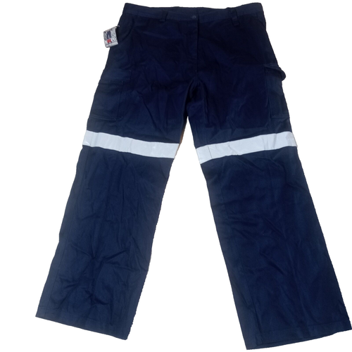 Riggers Womens Work Pants Size 18 Navy Hi Vis Stripe Cotton Safety NEW ...