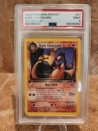 2000 Pokemon TCG Team Rocket 1st Edition Dark Charizard 21/82 PSA 9 NM ...